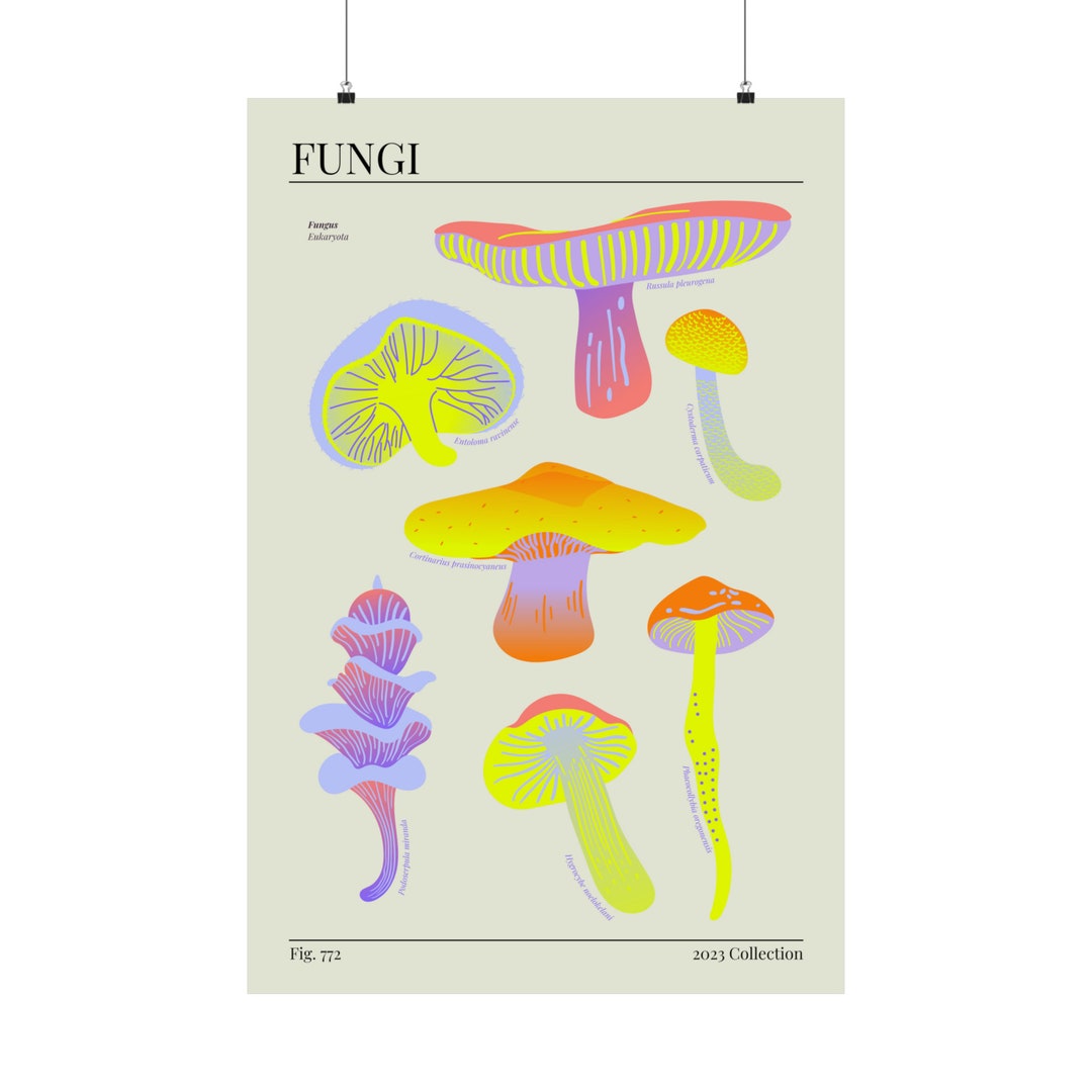 Vintage Fungi Print, Mushroom Botanical Poster Wall Art for Vintage ...