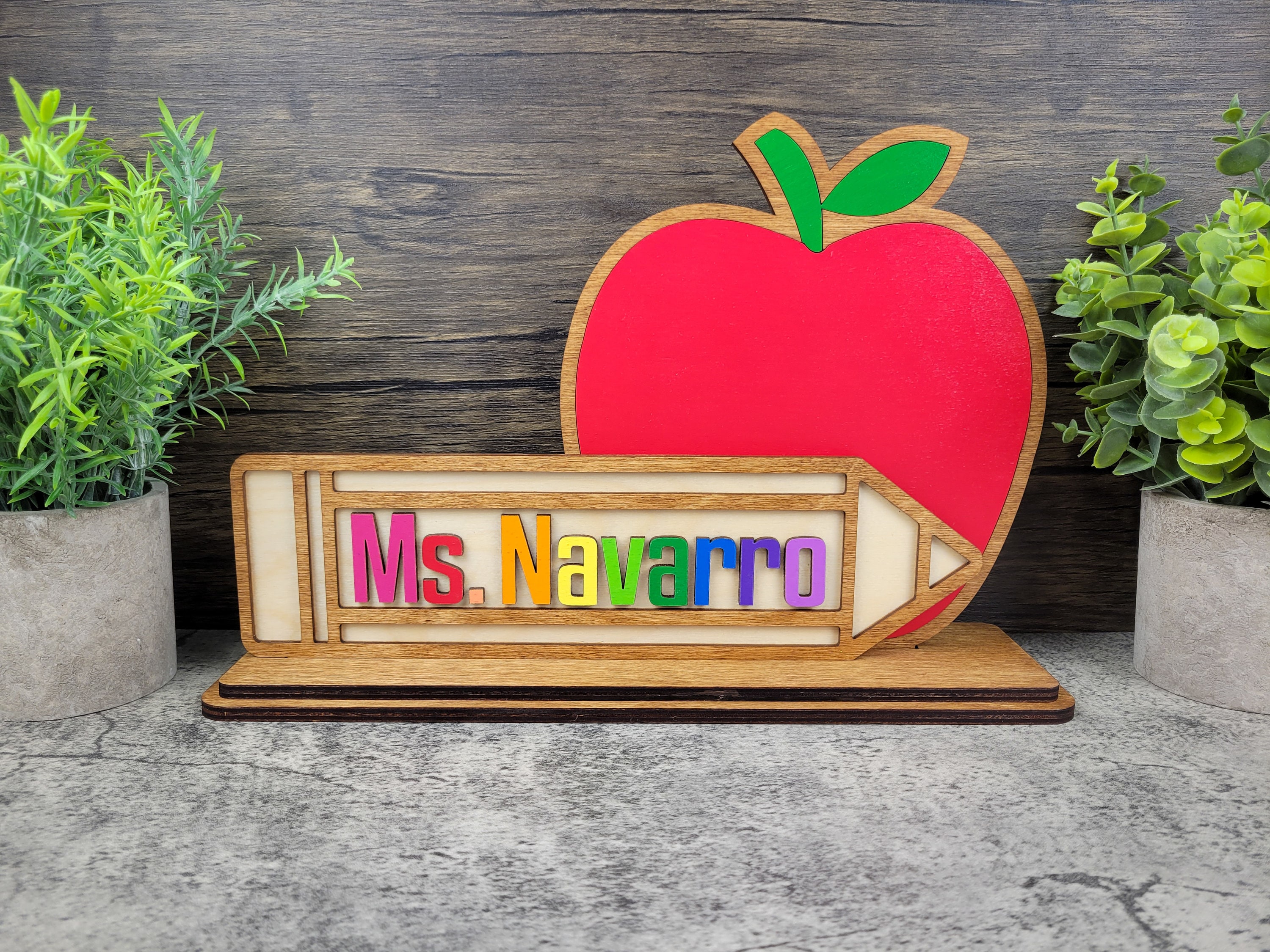 Personalized Pencil Teacher Desk Name Plate, Class Desk Décor, Back to ...
