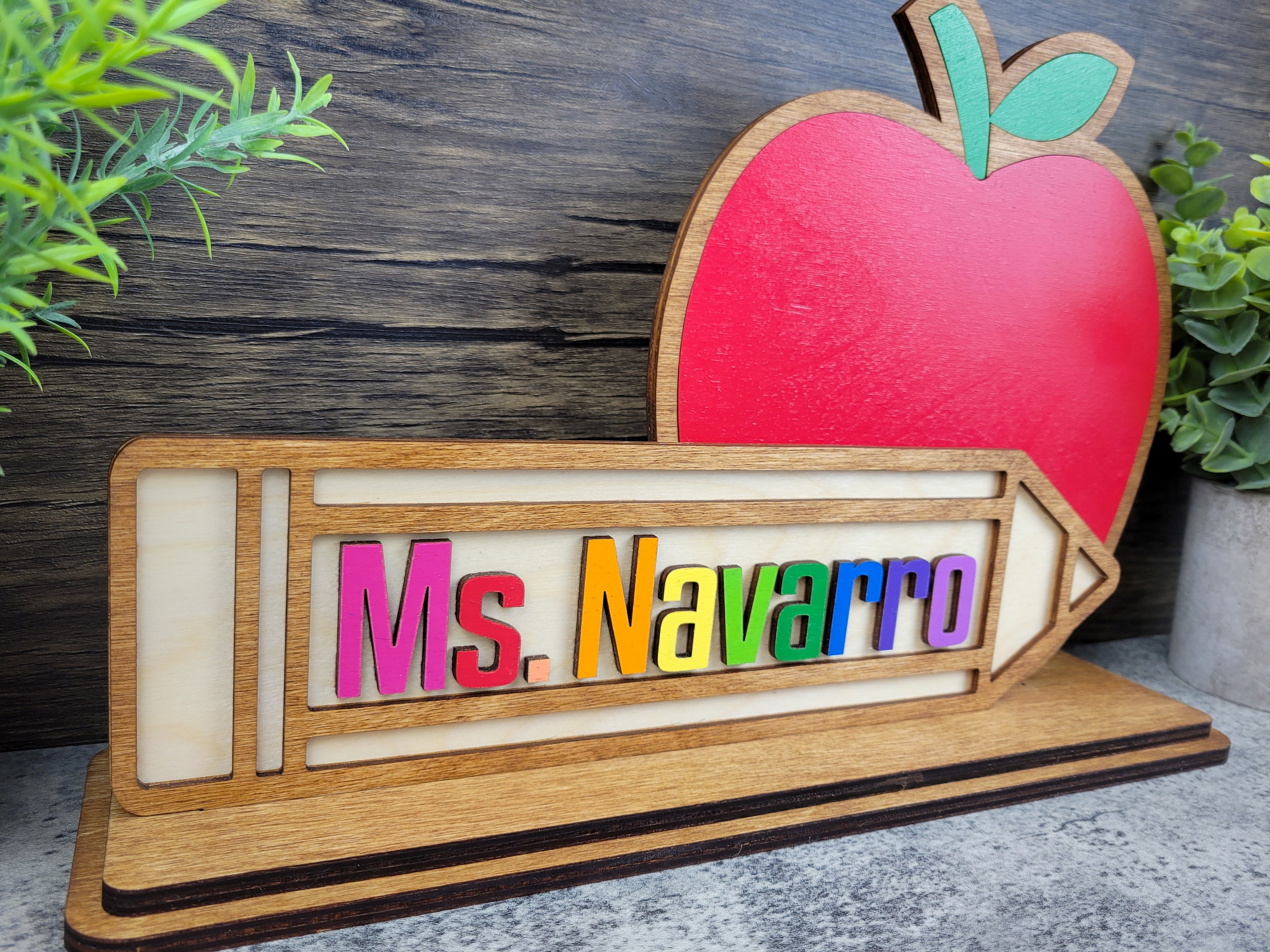 Personalized Pencil Teacher Desk Name Plate, Class Desk Décor, Back to ...