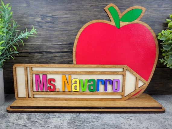 Personalized Pencil Teacher Desk Name Plate Desk Décor Back - Etsy