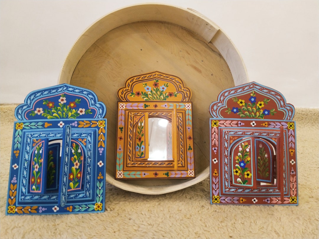 Handmade & Hand Painted Mirror, Colorful Mirror, Vintage Wall Mirror ...