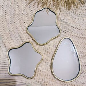 Set of 3 Small Handmade Brass Mirror - Oval, Star, Hand of Fatima - Etsy