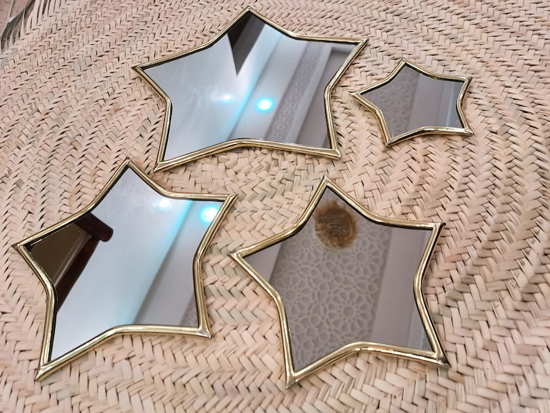 Set of 4 Handmade Brass Star Mirrors: Moroccan Nursery Decor - Etsy