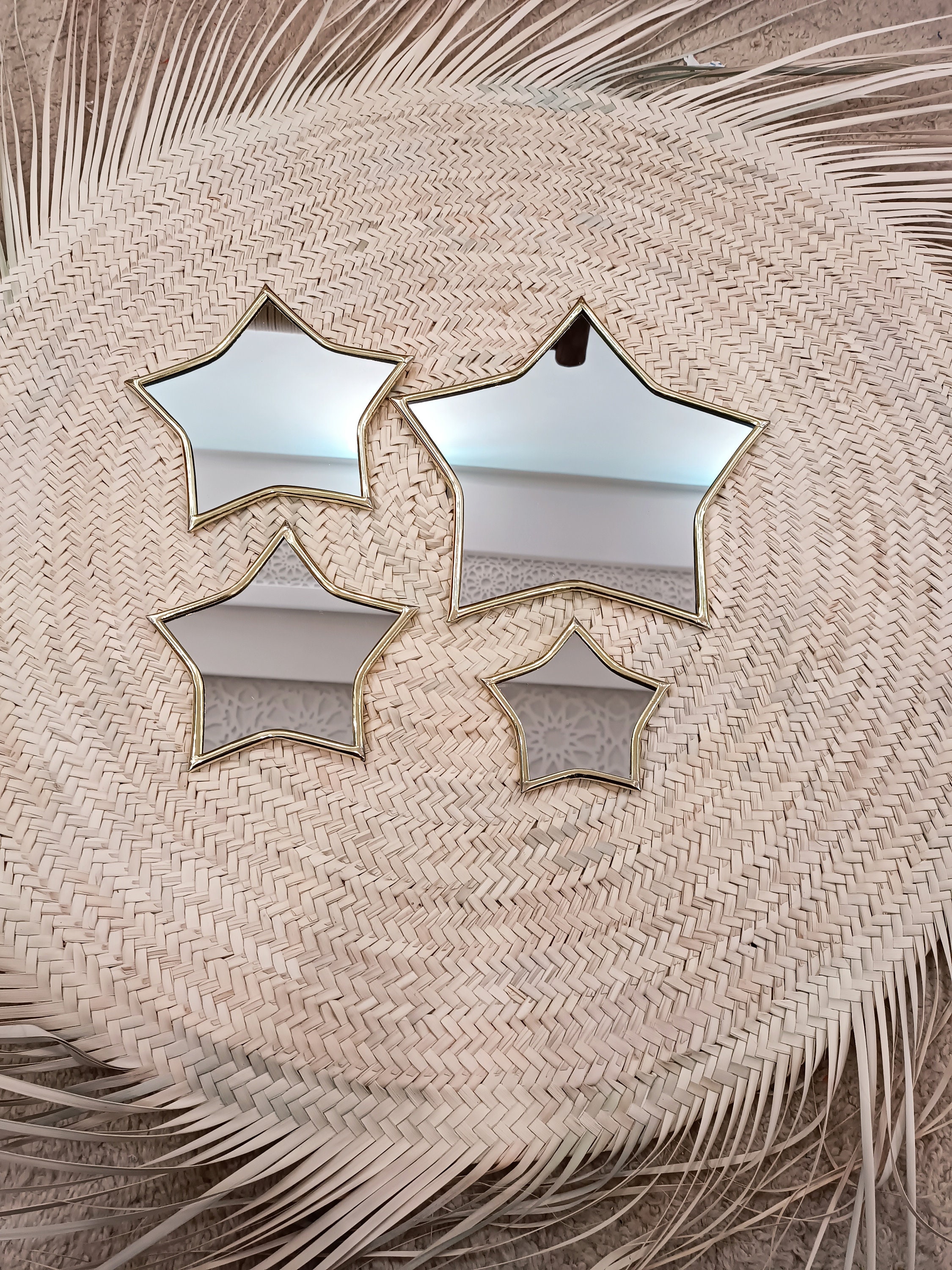 Set of 4 Handmade Brass Star Mirrors: Moroccan Nursery Decor - Etsy