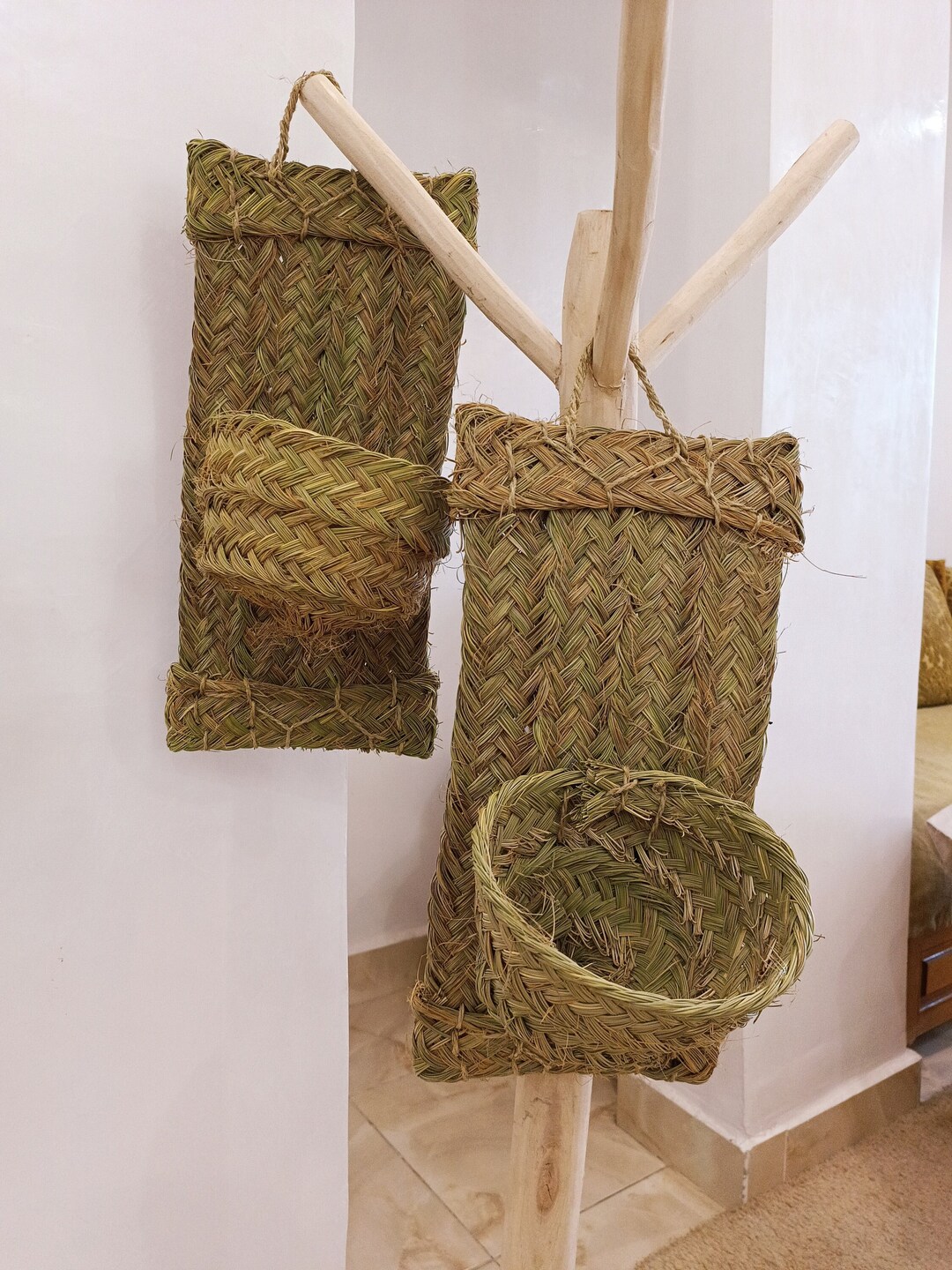 Straw Hanging Pot Cover Handmade Natural Pot Hanger Ecofriendly Home ...