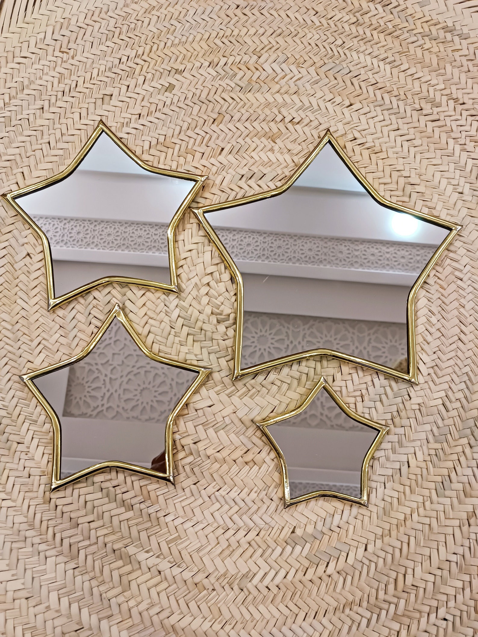 Set of 4 Handmade Brass Star Mirrors: Moroccan Nursery Decor - Etsy