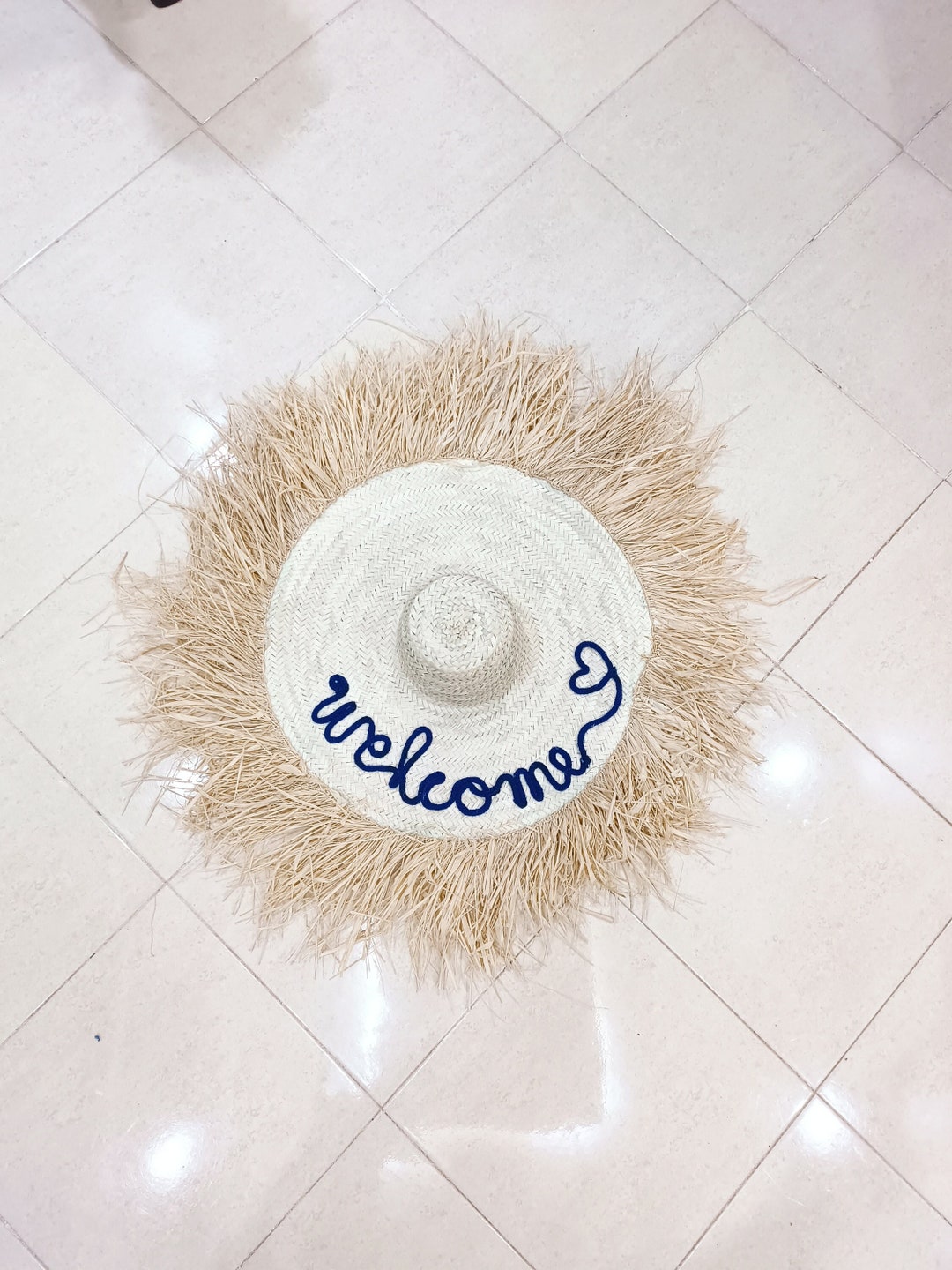 Personalized Raffia Fringed Wall Hat: Custom Summer Decor - Etsy