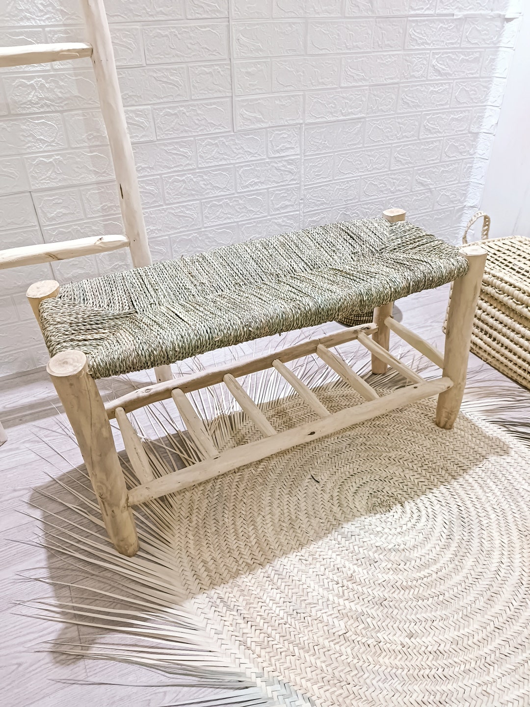 Handmade Teak Entryway Bench: Scandinavian Shoe Storage, Natural Wood ...