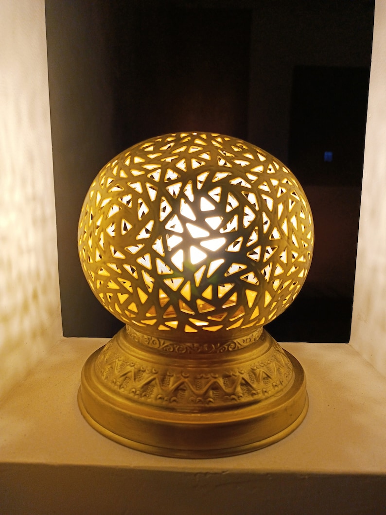 Brass Round Lamps Moroccan Table Lamp Handmade Lantern - Etsy
