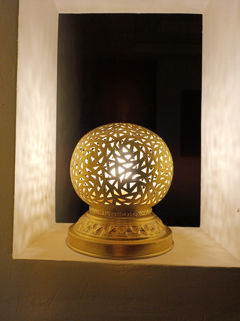 Brass Round Lamps Moroccan Table Lamp Handmade Lantern - Etsy