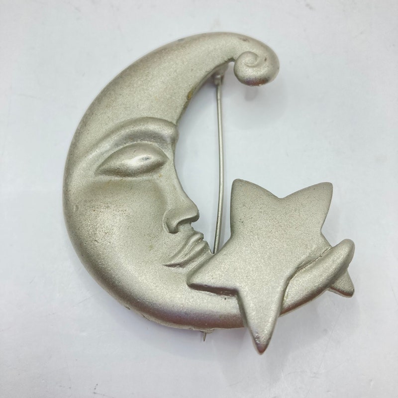 Silver Moon Brooch - Etsy