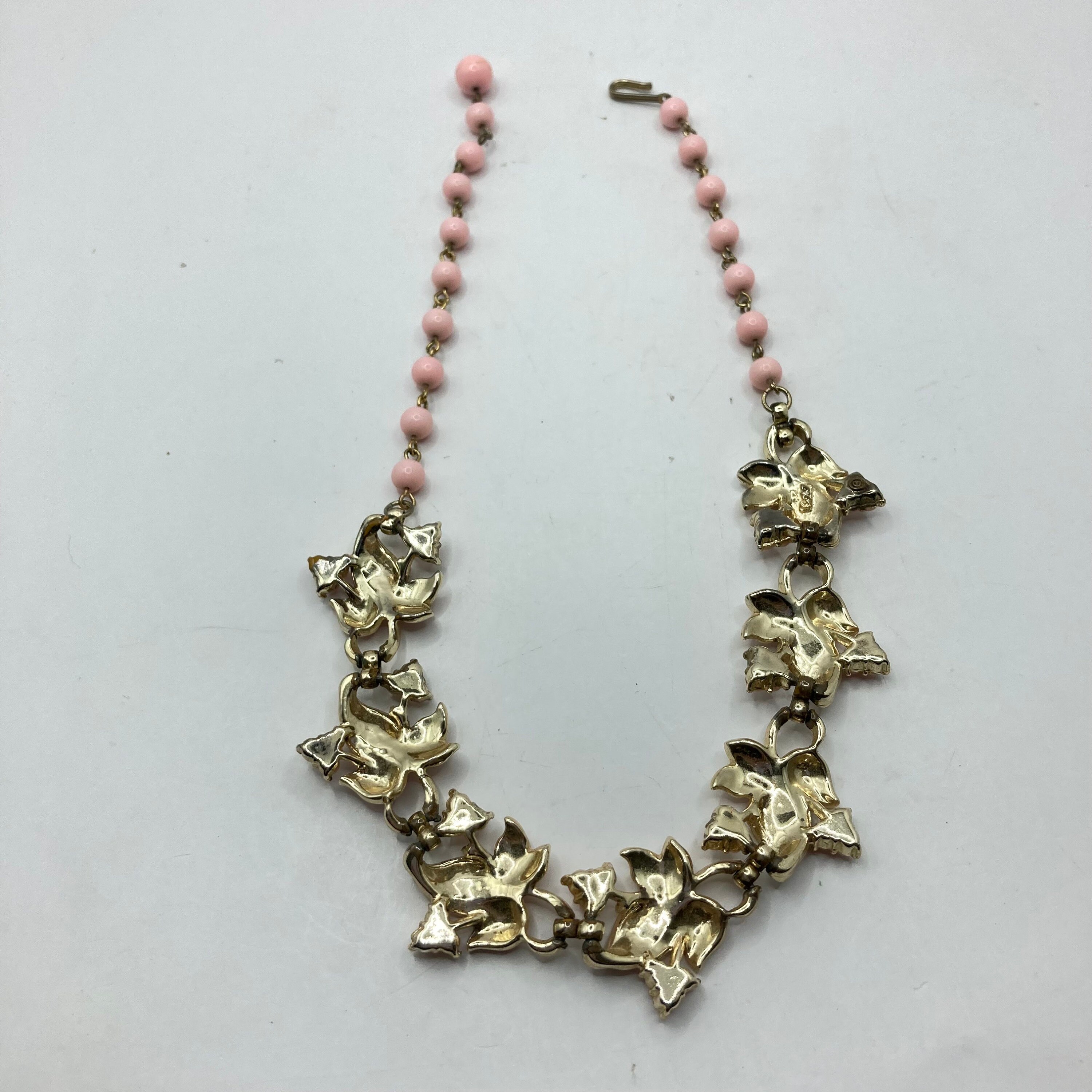 Vintage Vtg 1950’s Coro Pastel Baby Pink Leaves Choker Necklace 12-15 ...