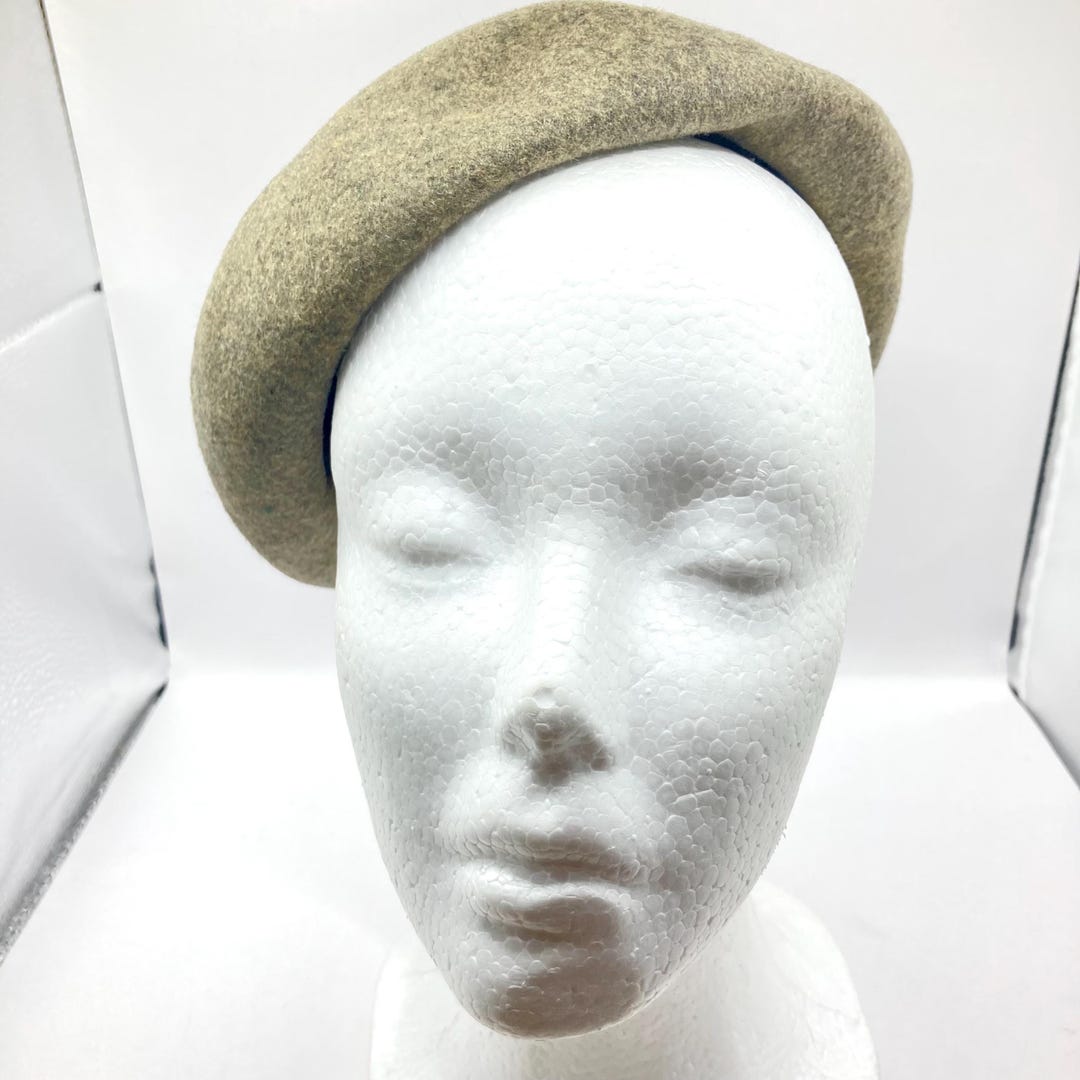 Vintage Vtg Wool Beret Hat Union Made 1960-1970s Light Olive Green ...
