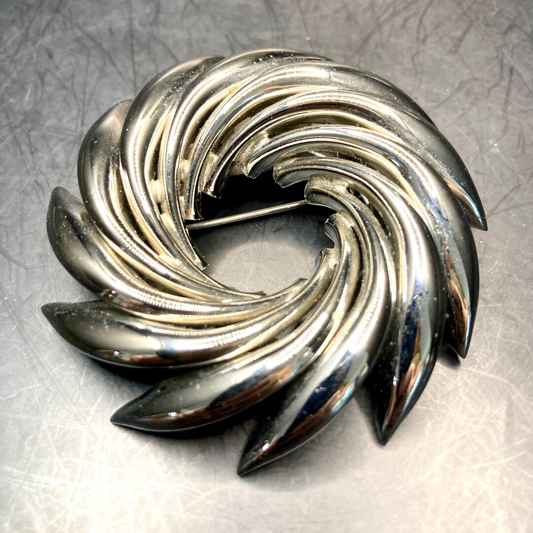 Vintage Vtg Silver Tone Atomic Spinning Swirl Statement Brooch 2.1 ...