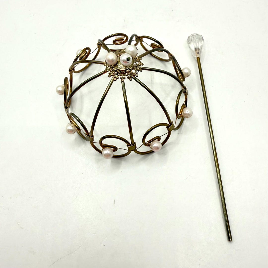 Vintage Vtg Hair Bun Holder Maker Cage Gold Tone Faux Pearl Accents ...