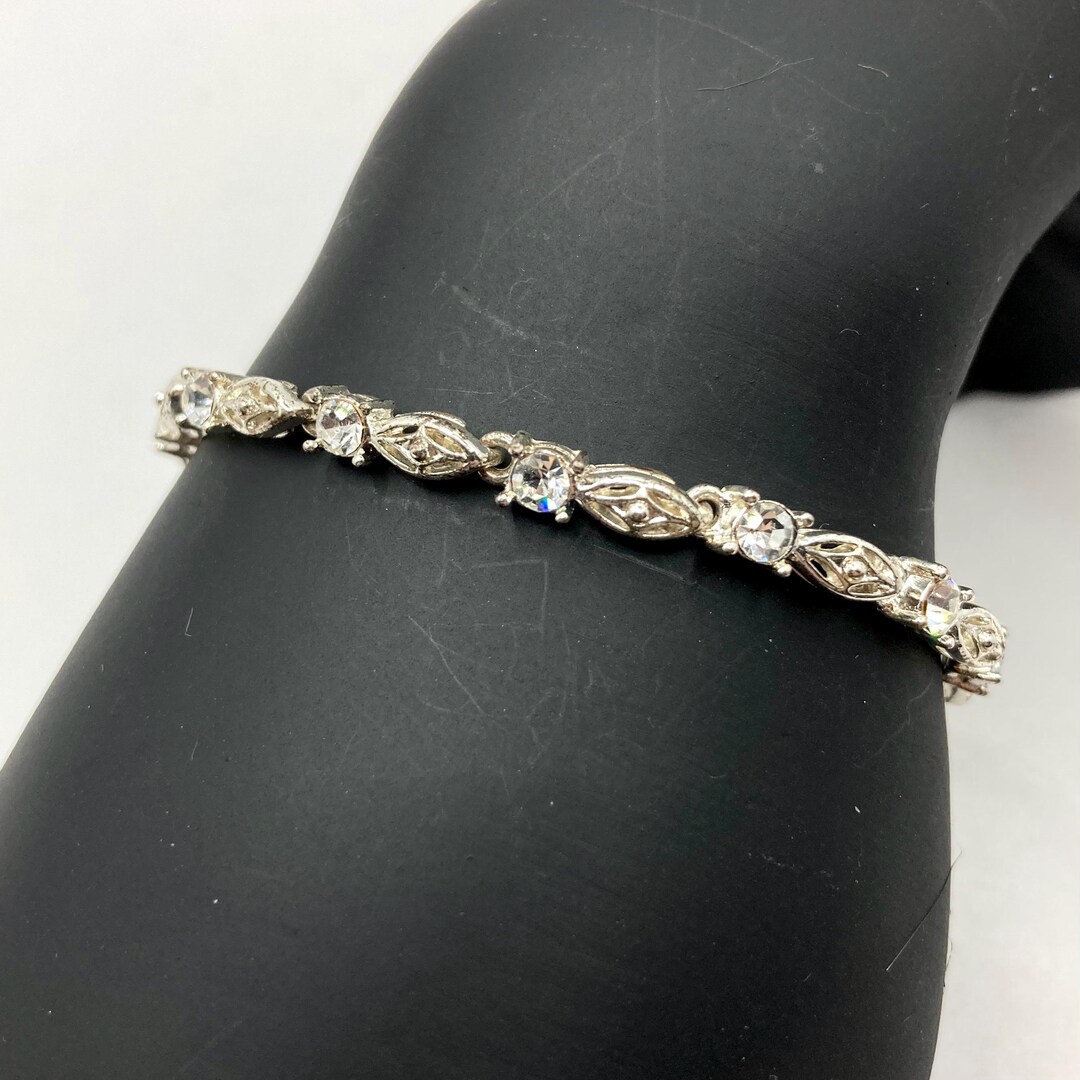 Vintage Vtg Avon Nina Ricci Tennis Bracelet Silver Tone Cz Rhinestones ...