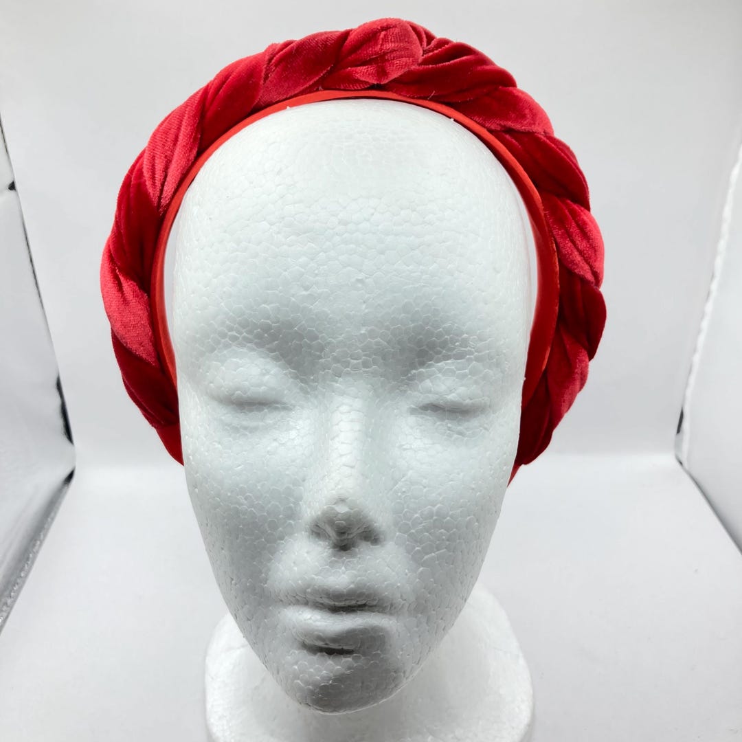 Red Velvet Thick Puffy Headband Renaissance Style Updo Tiara Crown ...