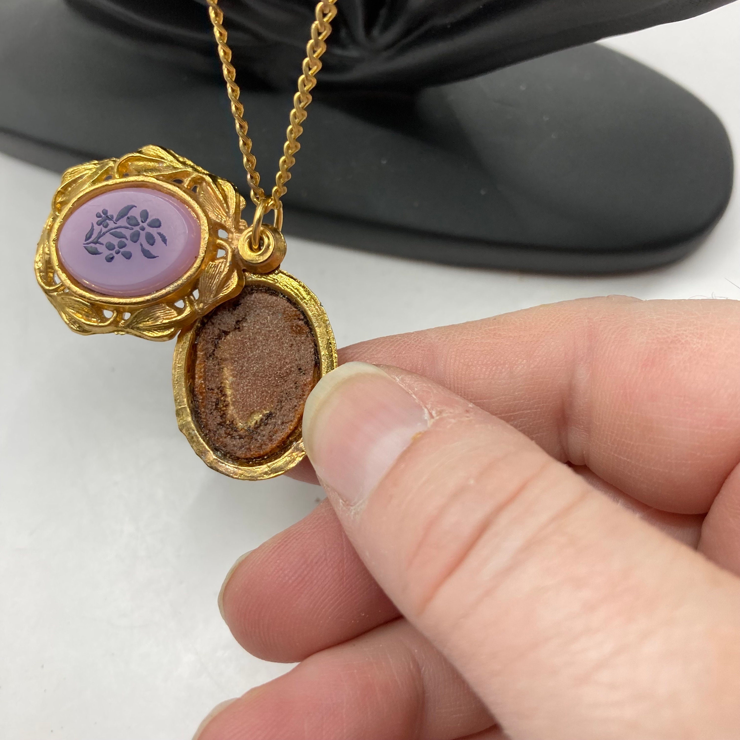 Vintage Vtg Victorian Revival Perfume Pendant Necklace Gold Plated 17 ...