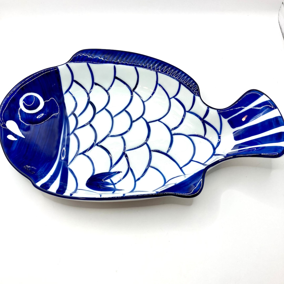 Vintage Vtg Dansk Hand Painted Fish Plate Platter 22205 Niels Refsgaard ...