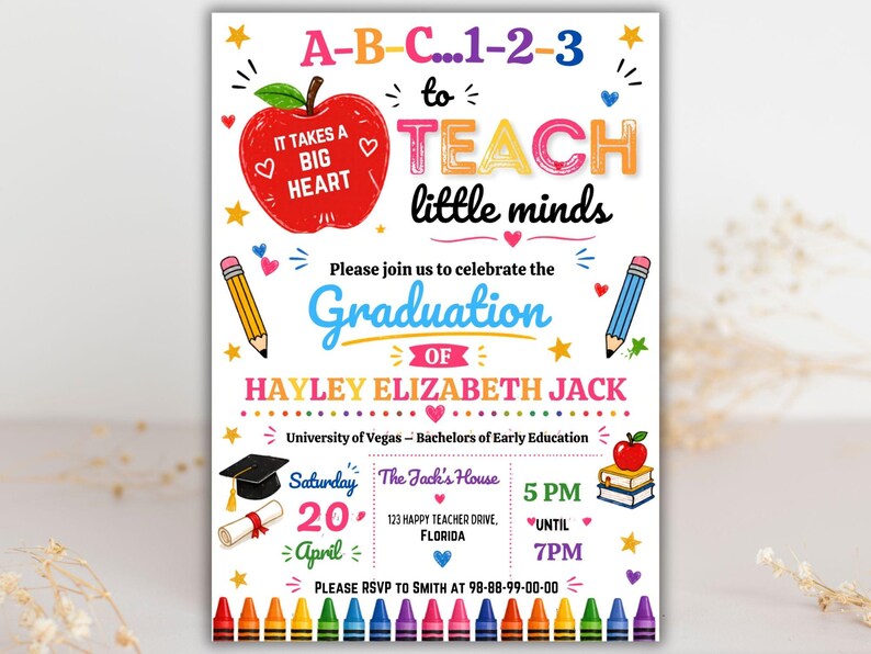 Editable Teacher Graduation Party Invitation, Educator Graduation ...