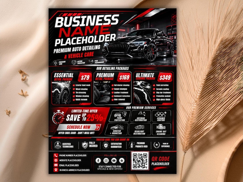 Car Detailing Flyer Template, Car Wash Business, Auto Detail Service ...