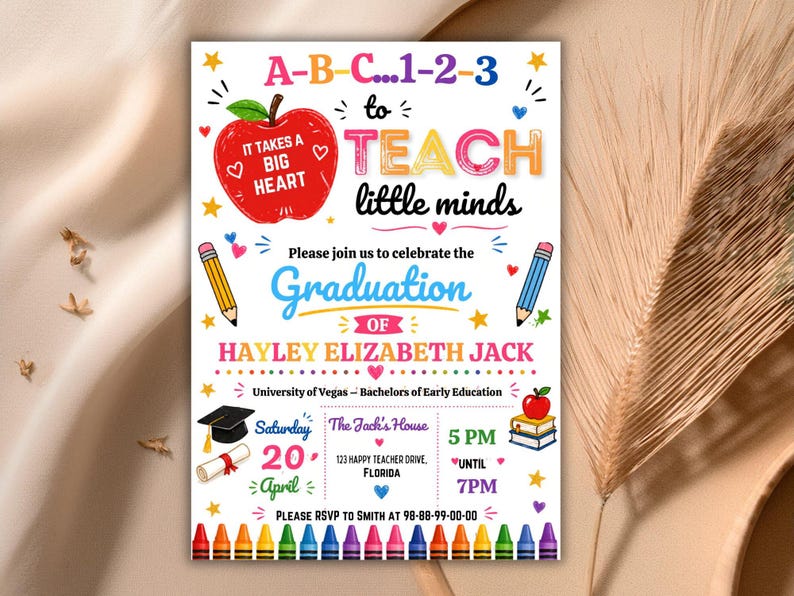 Editable Teacher Graduation Party Invitation, Educator Graduation ...