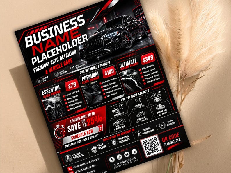 Car Detailing Flyer Template, Car Wash Business, Auto Detail Service ...