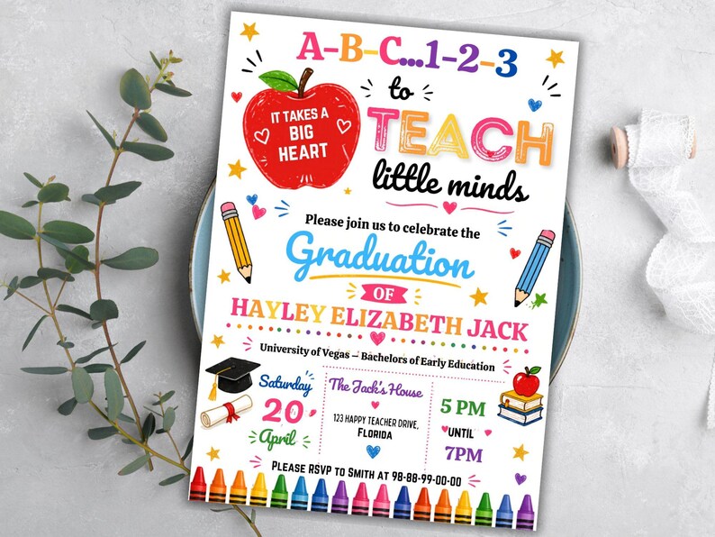 Editable Teacher Graduation Party Invitation, Educator Graduation ...