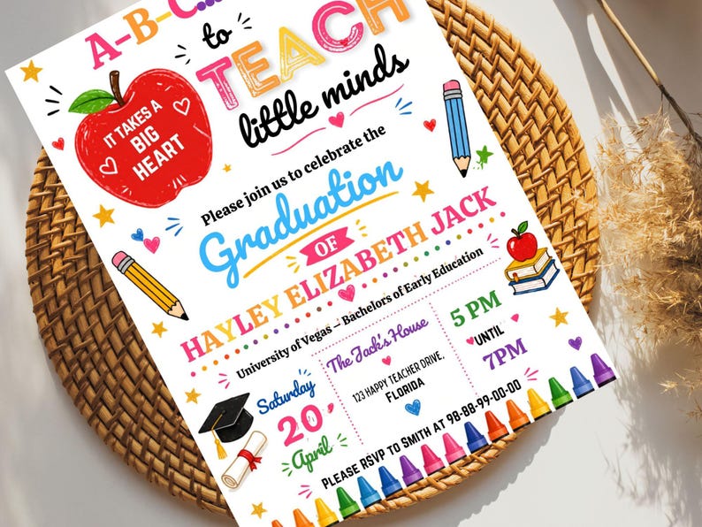 Editable Teacher Graduation Party Invitation, Educator Graduation ...