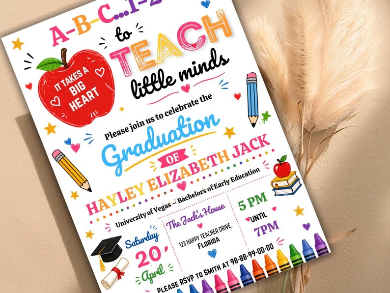 Editable Teacher Graduation Party Invitation, Educator Graduation ...