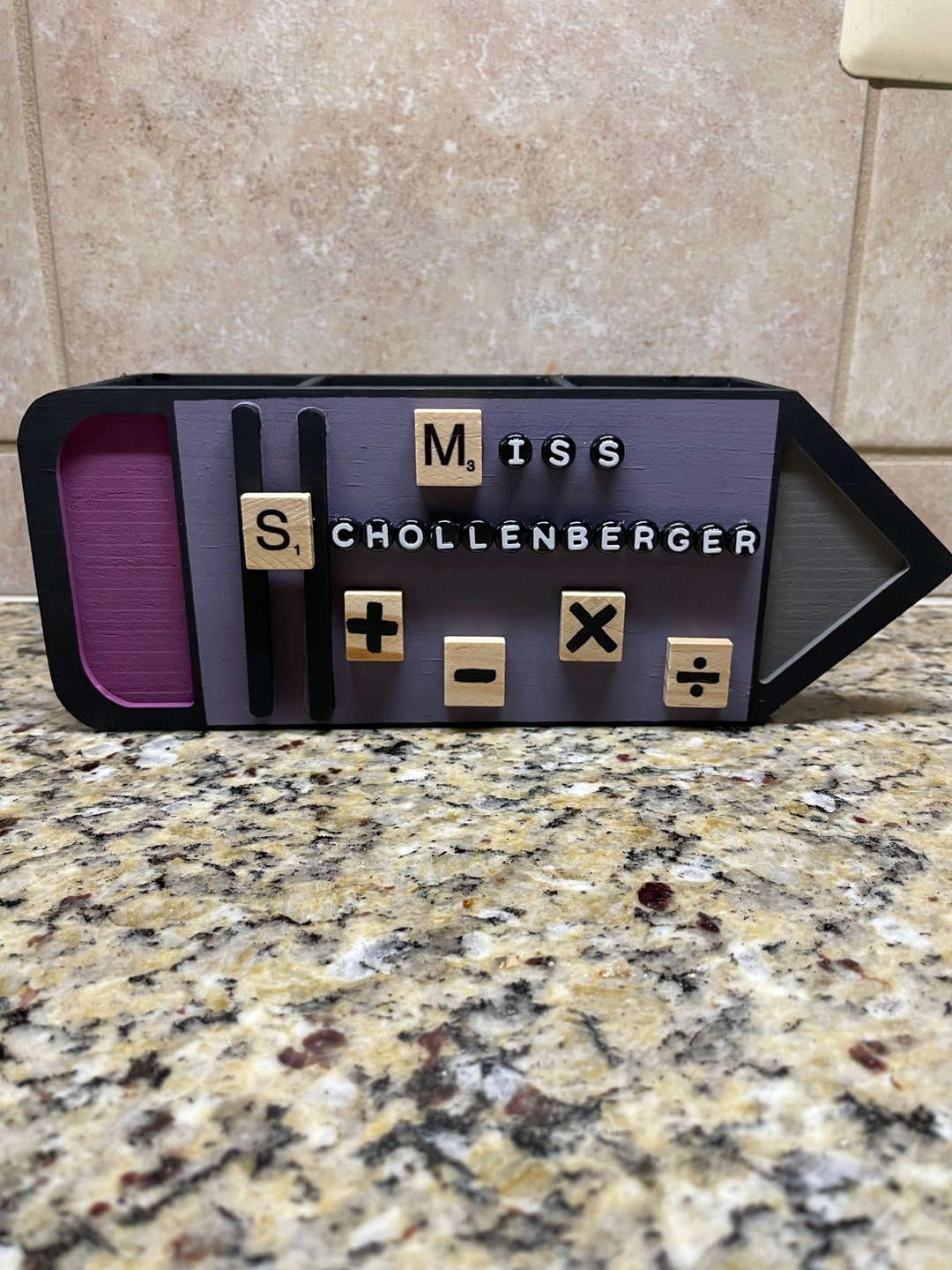 Custom Pencil Shape Teacher Desk Name Plate With Storage | Personalized ...