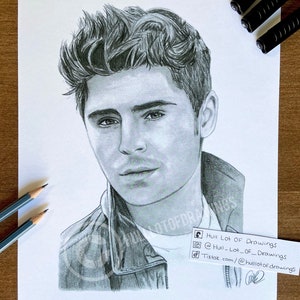 Zac Efron Professional Print Handmade Gifts Wall Art Decor Pencil ...
