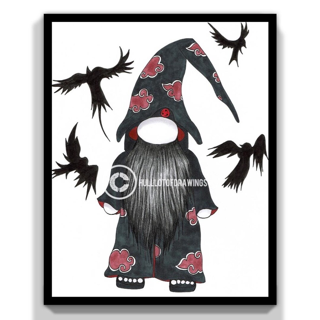 Akatsuki Itachi Gnome Anime Copic Marker Drawing as a PRINT Homemade ...