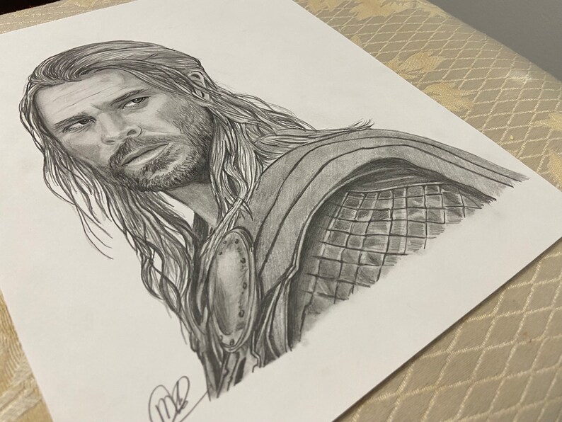 Thor: Drawing Wall Art Pencil Drawing Superhero Marvel Art Portrait ...