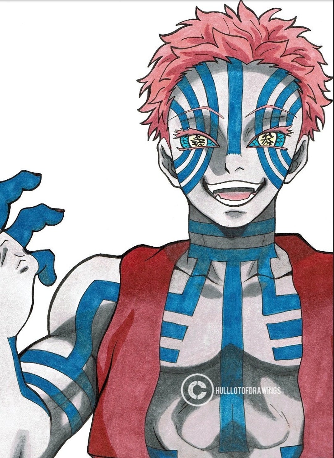 Akaza: Demon Slayer 8.5 X 11 Drawing Print Wall Art Cardstock Print - Etsy