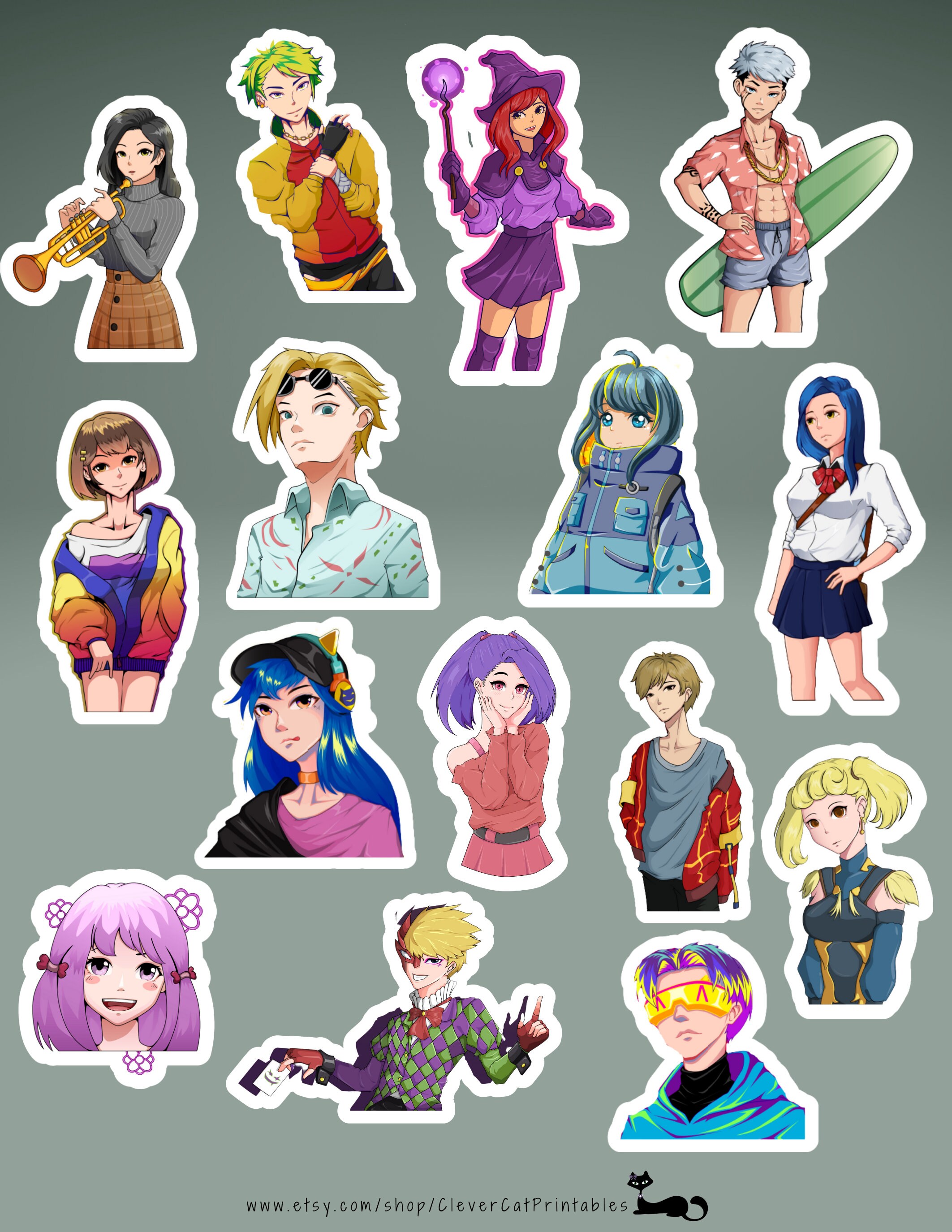 Cute Anime Stickers Print and Cut PNG PDF Stickers Decals. - Etsy