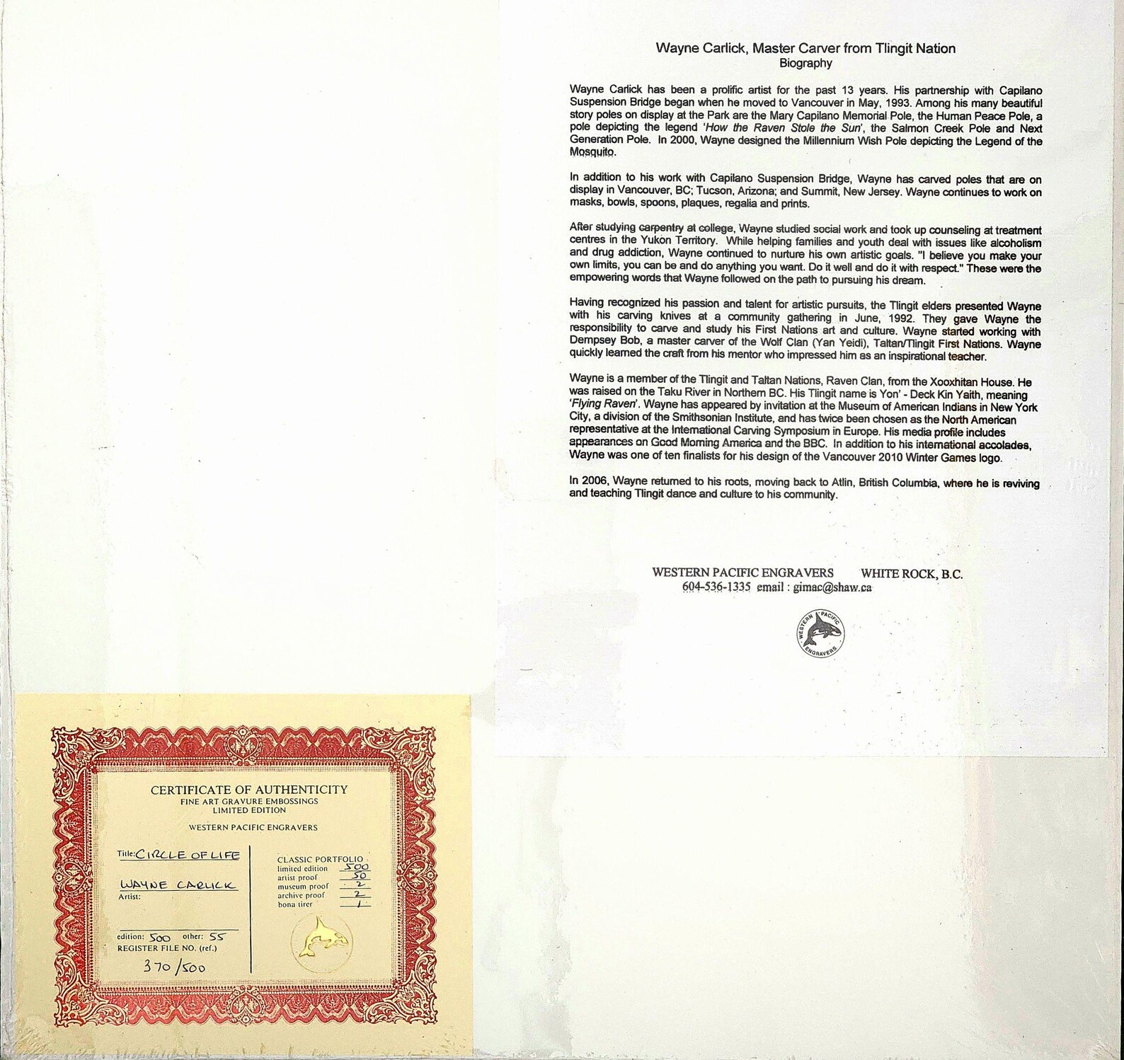 Original First Nations "circle of Life" Contemporary Haida Pacific West ...