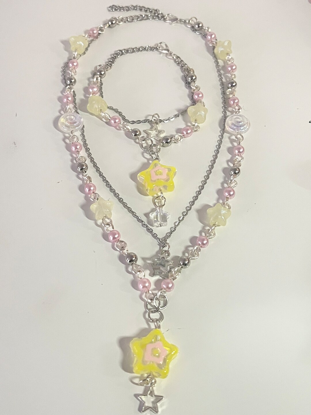 Star Girl Necklace and Bracelet Pair Y2k Star Necklace Cybercore ...