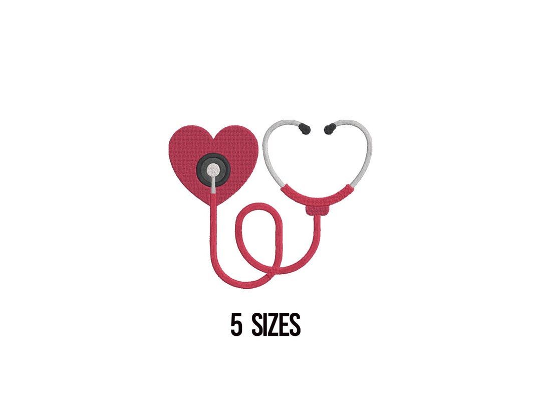 Heart and Stethoscope Embroidery Design, Stethoscope Love Embroidery ...