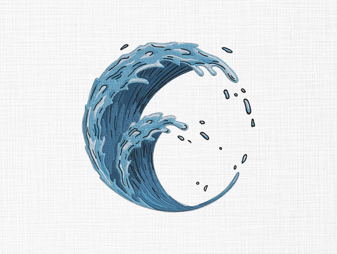 Water Splash Circle Embroidery Design - Ocean Wave Design Files - Sea ...
