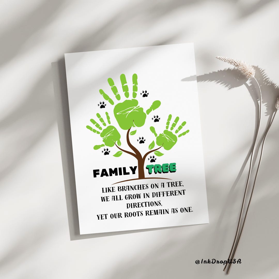 Family Tree Handprint Art | Meaningful Wall Decor | Printable Keepsake ...