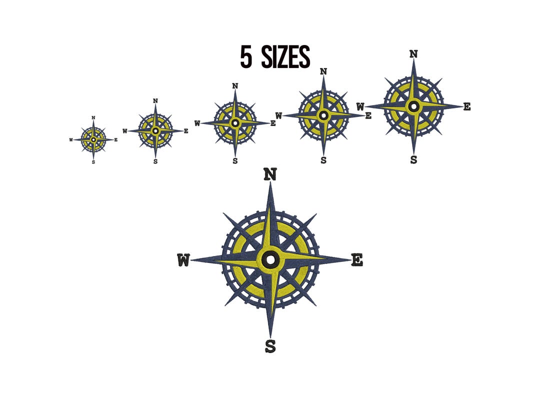 Compass Embroidery Design, Mini Compass Embroidery, Nautical Compass ...