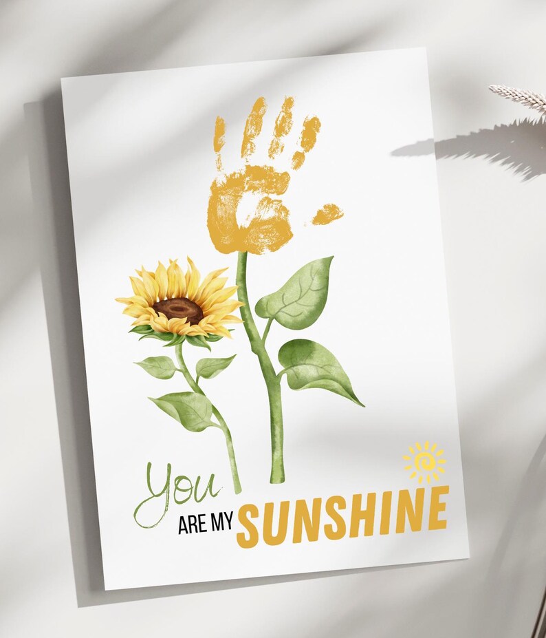 You Are My Sunshine Handprint Art, Sunflower Baby Keepsake, DIY Memory ...