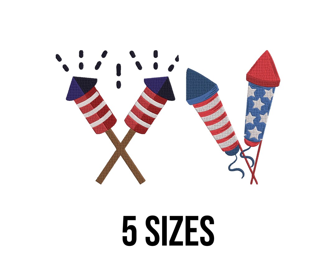 America Flag Firecracker Embroidery Design- 4th of July Embroidery ...