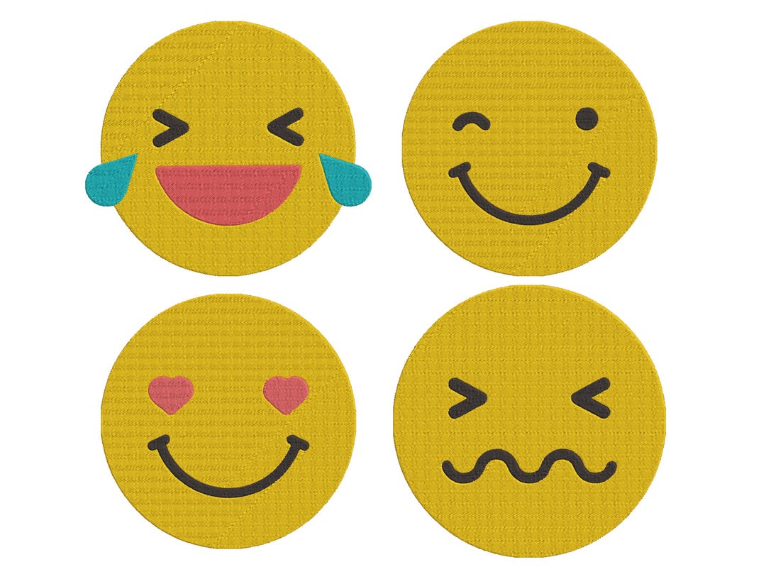 Emojis Bundle Embroidery Design - Cute Emojis With Different Emotions ...