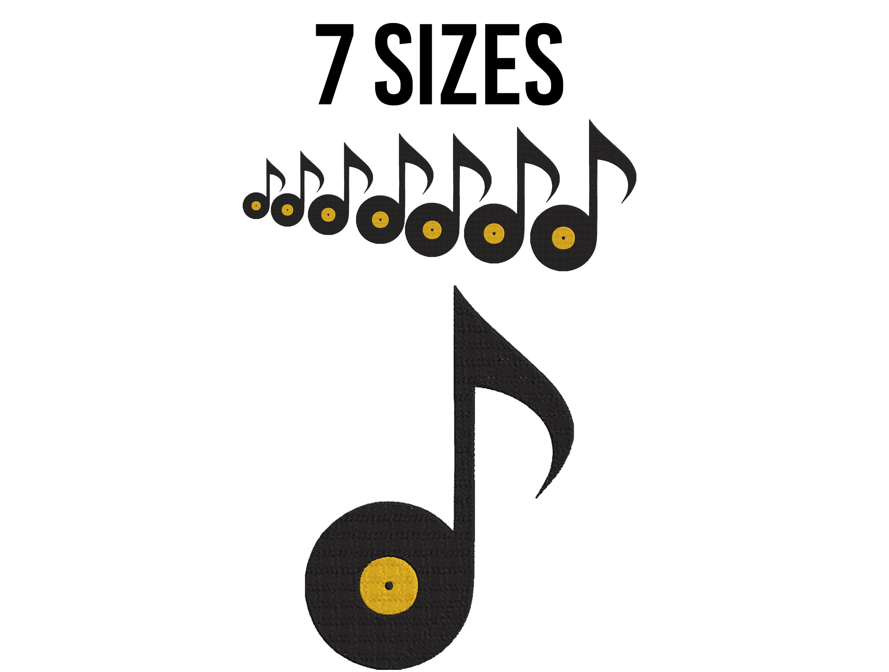 Musical Note Embroidery Design - Vinyl Note Embroidery Files - Music ...