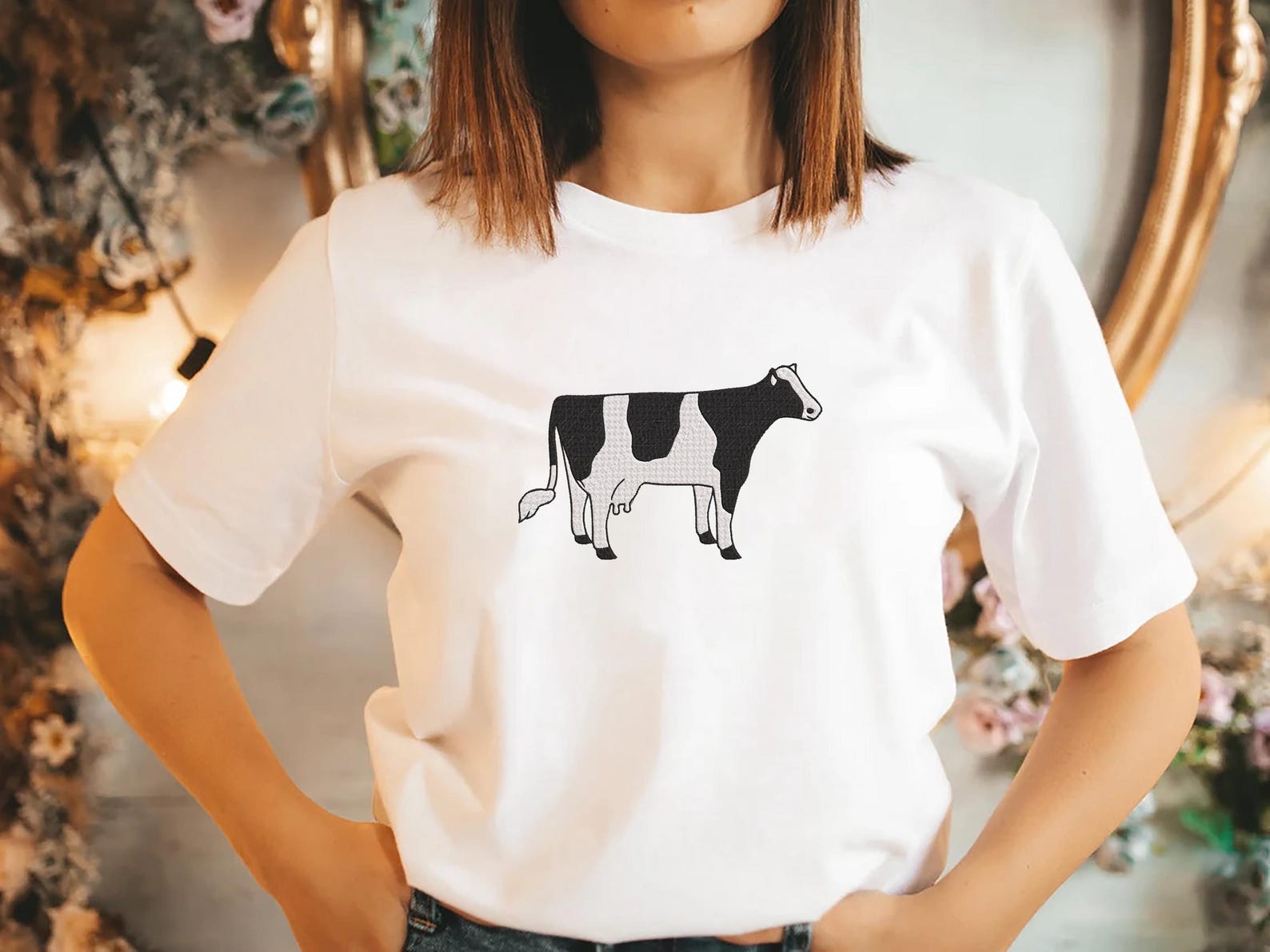 Holstein Cow Embroidery Design, Farm Animal Embroidery Design, Dairy ...