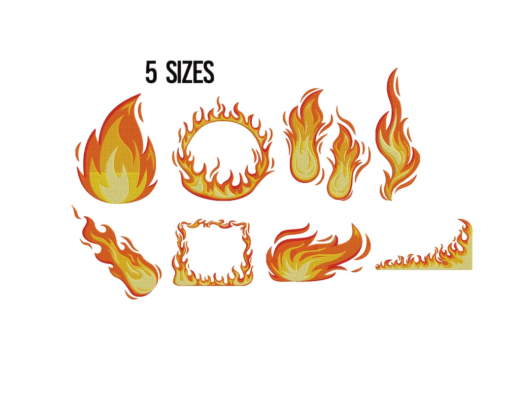 Fire Embroidery Bundle Design, Fire Machine Embroidery, Fire Embroidery ...