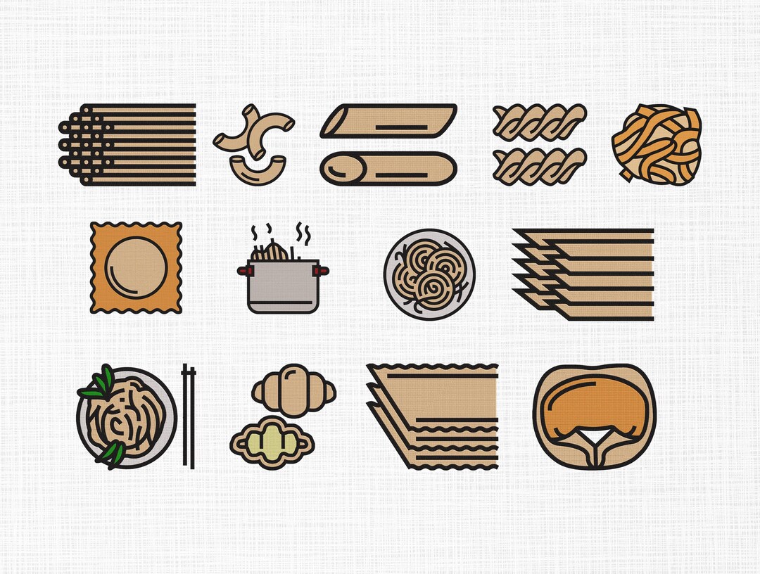 Italian Pasta Embroidery Design, Italian Food Embroidery Elements ...