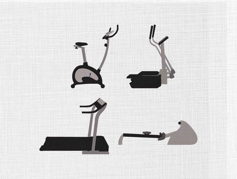 Spin Bikes Embroidery Design, Gym Tool Embroidery, Exercise Bike ...